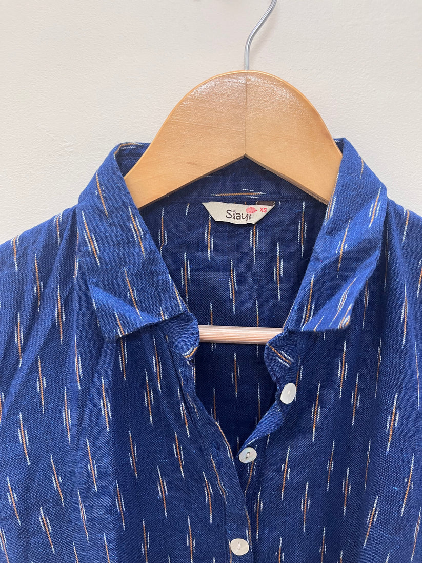 Blue ikat dress-XS – SILAYI